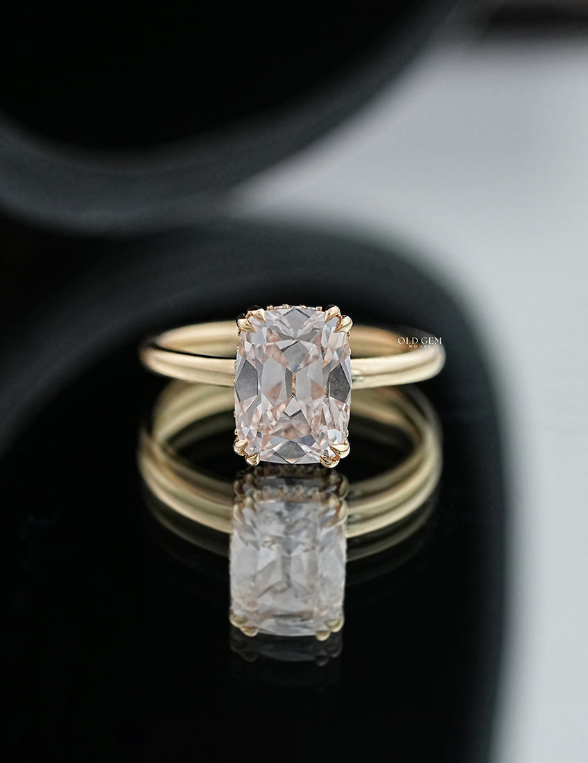 Old Mine Cushion Cut Lab Grown Diamond Hidden Halo Solitaire Ring – Old ...